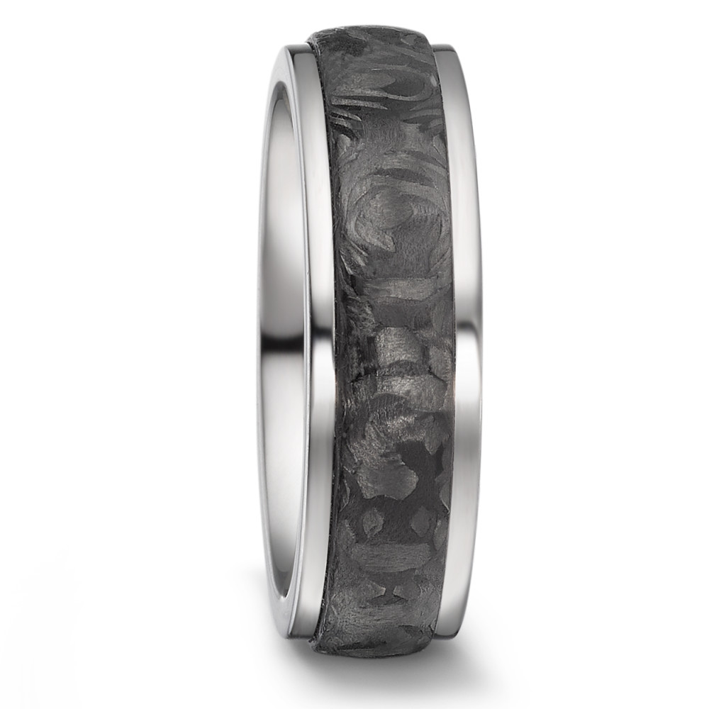 Titan Black Beveled Carbon Titanium Ring - Tailored Jewel Singapore