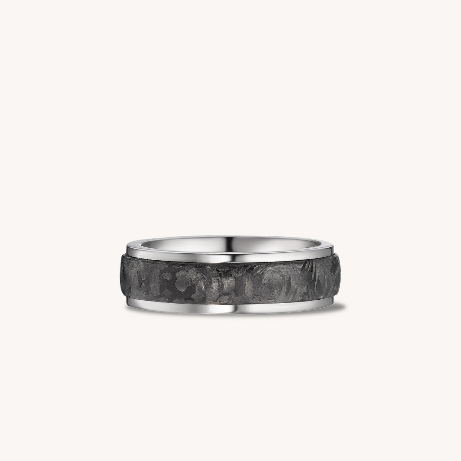 Titan Black Beveled Carbon Titanium Ring - Tailored Jewel Singapore